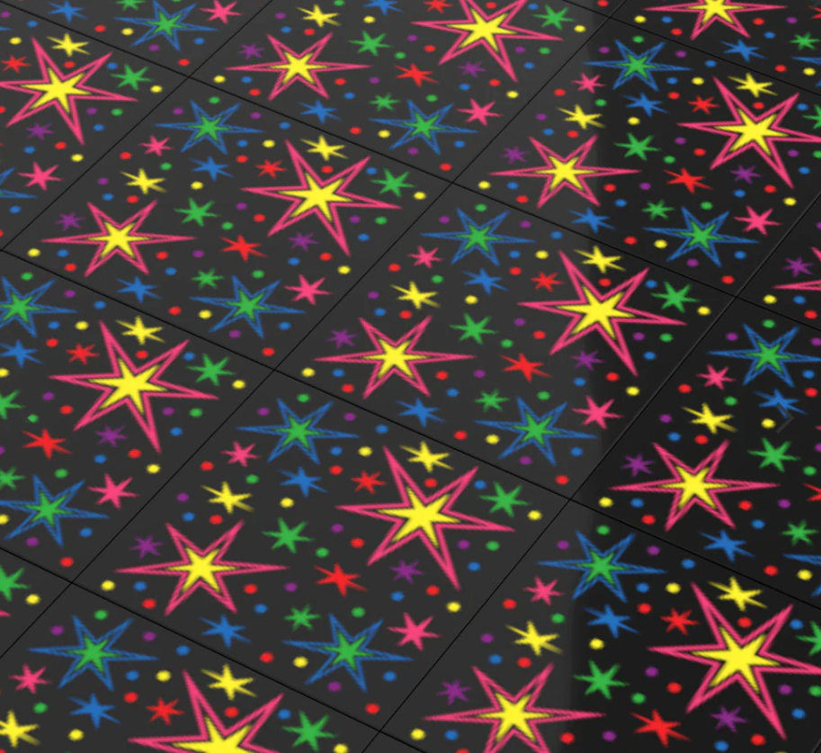 80's Arcade Carpet 6x6 Tiles (Bursts) - Pack of 10 | Bricksville